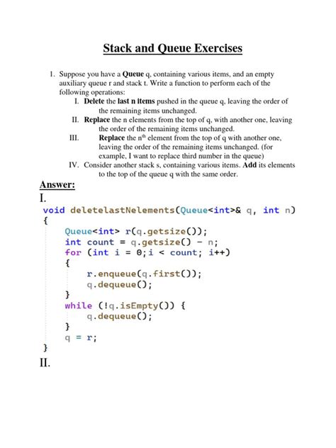 Stack And Queue Exercises Pdf