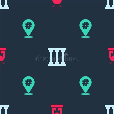 Set Flasher Siren Prison Window And Protest On Seamless Pattern Vector Stock Vector