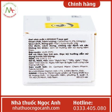 Thuốc Liposic Eye Gel Là Thuốc Gì Cách Dùng Giá Bao Nhiêu Mua ở đâu