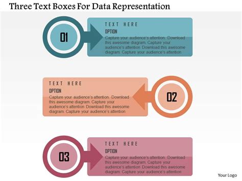 Three Text Boxes For Data Representation Flat Powerpoint Design