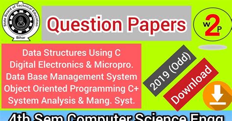 Computer Science Engg 4th Semester Question Papers Of 2019 Sbte Bihar Diploma Way To