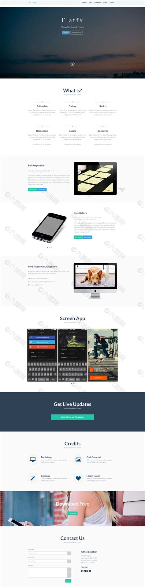 简洁扁平化css3动画it科技模板网页ui素材免费下载图片编号6132797 六图网