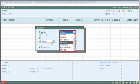 How To Modify Stock Issue Entry While Making The Sale Bill In Marg Software