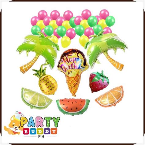 38pc~l Tropicalgforesteyfruitsutcoconutrlbigvbballoonrqpartyerset Shopee Philippines