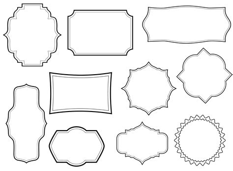 Set Of Simple Line Frames With Double Stroke Easily Editable Vector