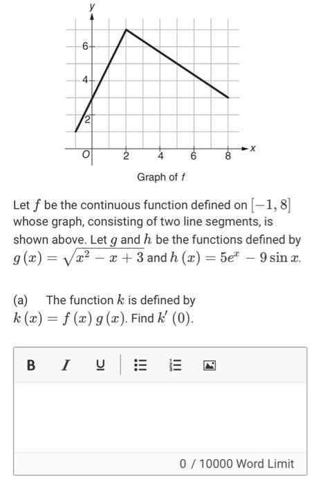 Solved 6 4 2 2 Graph Off Let F Be The Continuous Function