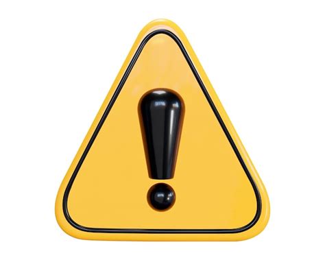 3d желтый предупреждающий знак с восклицательным знаком на изолированном фоне Векторная