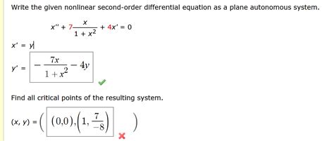 Solved Write The Given Nonlinear Second Order Differential