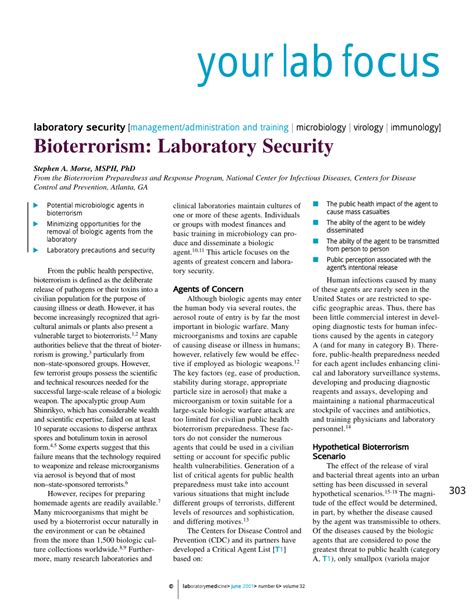 Pdf Bioterrorism Laboratory Security