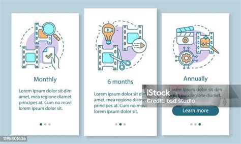 선형 개념의 모바일 앱 페이지 화면 온보딩 비디오 편집기 구독 3에 대한 스톡 벡터 아트 및 기타 이미지 3 6 개념 Istock