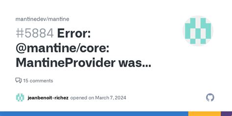 Error Mantinecore Mantineprovider Was Not Found In Component Tree