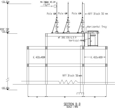 Section Of Mini Cell Tower In Detail Autocad Drawing Dwg File Cad