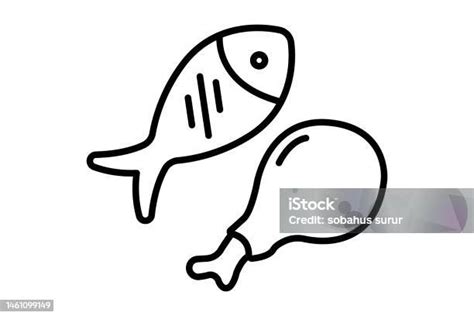 아침 식사 아이콘 그림입니다 물고기 아이콘 프라이드 치킨 선 아이콘 스타일입니다 간단한 벡터 디자인 편집 가능 거리에 대한 스톡 벡터 아트 및 기타 이미지 Istock