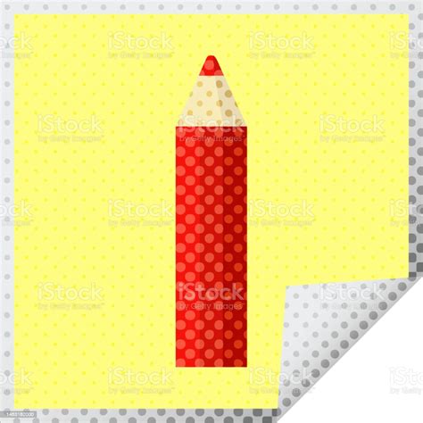 빨간 색칠 연필 그래픽 벡터 일러스트 레이 션 사각형 스티커 만화에 대한 스톡 벡터 아트 및 기타 이미지 만화 미술품