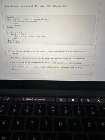 Answered Select The Correct Description For The Output Of The Below Algorithm Algorithm