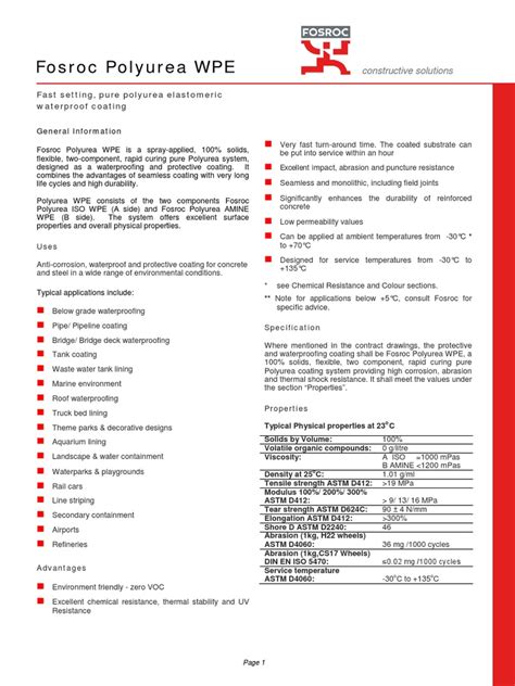 Fosroc Polyurea Wpe Pdf Solid Wear