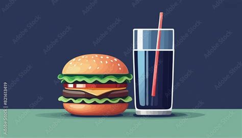 Fotografia Do Stock 햄버거 콜라 감자튀김 패스트푸드 정크푸드 음식 간식 그래픽 백터 이미지 자료 배경화면 Adobe Stock