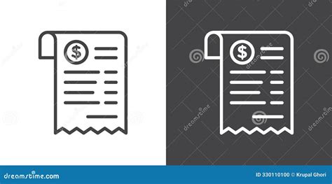 Billing Icon Flat Vector Set Outline Stock Vector Illustration Of