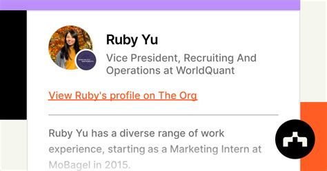 Ruby Yu Vice President Recruiting And Operations At Worldquant The Org