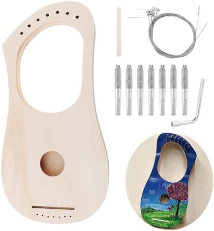 Amazon Com OriGlam Lyre Harp 7 String DIY Kit Make Your Own Bass Wood Lyres Wood String Lyre