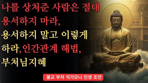 나를 상처준 사람은 절대 용서하지 마라 용서하지 말고 이렇게 하라인간관계 해법부처님지혜부처님말씀ㅣ인생지혜ㅣ인생명언ㅣ인생철학ㅣ불교ㅣ명언ㅣ조언ㅣ석가모니 명언ㅣ불교말씀ㅣ