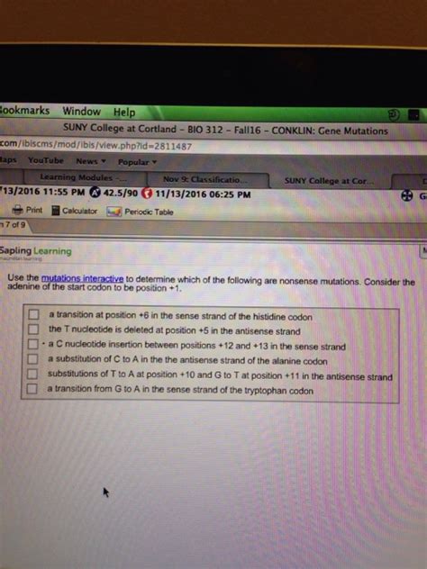 Use The Mutations Interactive To Determine Which Of