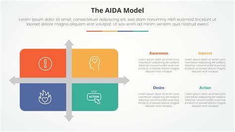 슬라이드 프레젠테이션에 대한 마케팅 모델 인포그래픽 개념 매트릭스 구조 화살표 모양 분할자 평평한 스타일의 4점 목록 프리미엄 벡터