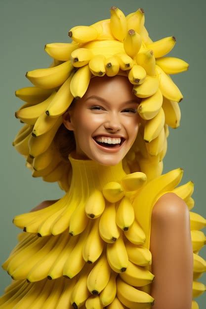 Imagem Gerada Por Ai De Mulher Com Bananas Imagem Gerada Com Ia