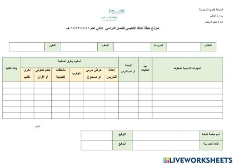خطة الفاقد التعليمي Exercise Live Worksheets