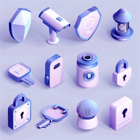 A Lively Set Of Security Icons Locks Shields Keys Alarms And Cctv Premium Ai Generated Image