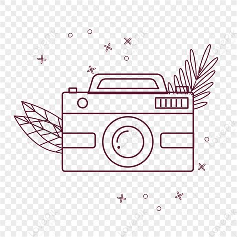 귀여운 나무 일러스트 잎 갈색 줄무늬 라인 원고 카메라 사진기 만화 Png 일러스트 무료 다운로드 Lovepik