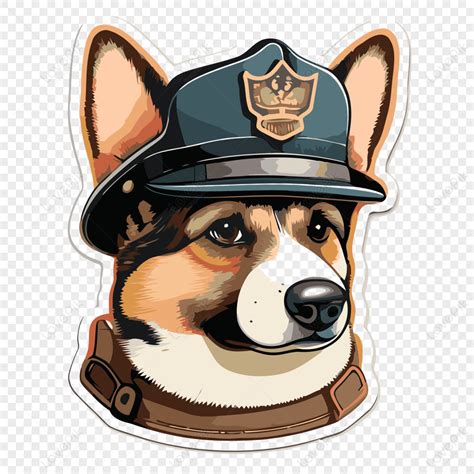 경찰 모자 데칼 스티커 일러스트 Png의 코기 벡터상표 Png 일러스트 무료 다운로드 Lovepik