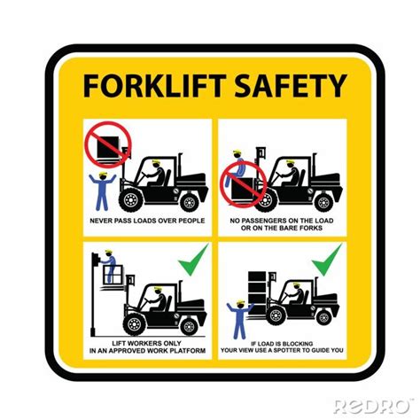 Forklift Safety Sign And Label Vector • Wall Stickers Yellow Work