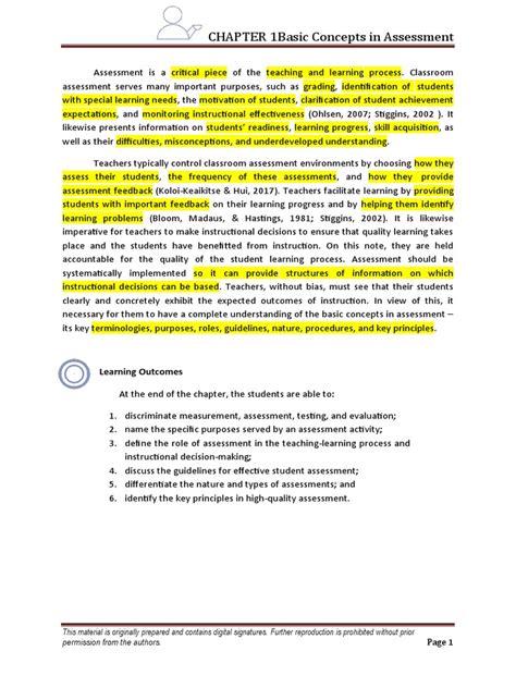 chapter 1 basic concepts in assessment pdf educational assessment test assessment