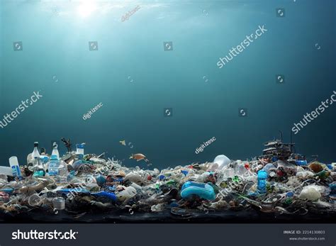 3d Rendering Problem Plastic Bottles Microplastics Stock Illustration