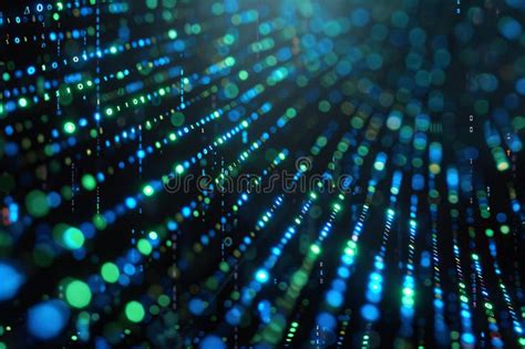 Illustration Of Black Background With Blue And Green Vertical Binary