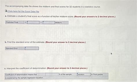 Solved The Accompanying Data File Shows The Midterm And