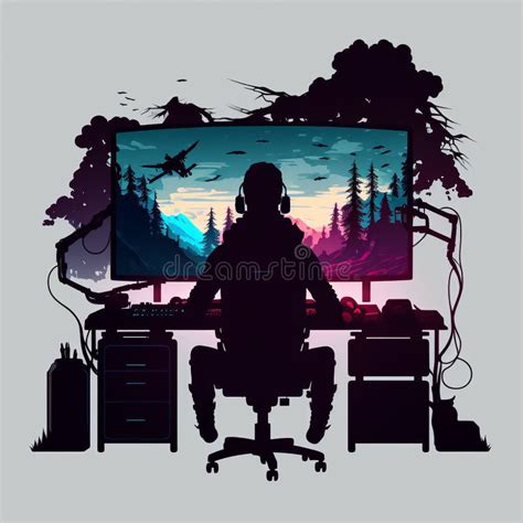 Ai Generated Illustration Of A Person Sitting In Front Of A Personal Computer With A Huge Screen