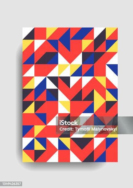 복고풍 기하학적 커버 스위스 모더니즘 플랫 레트로 기하학적 커버 디자인 다채로운 모더니즘 간단한 모양 구성 미래 지향적인 패턴 벡터 Eps 10 0명에 대한 스톡 벡터 아트