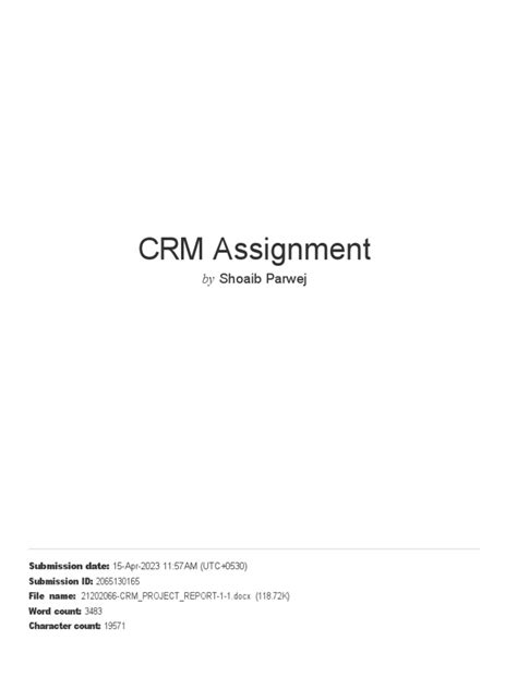 Crm Assignment Download Free Pdf Customer Relationship Management Sales