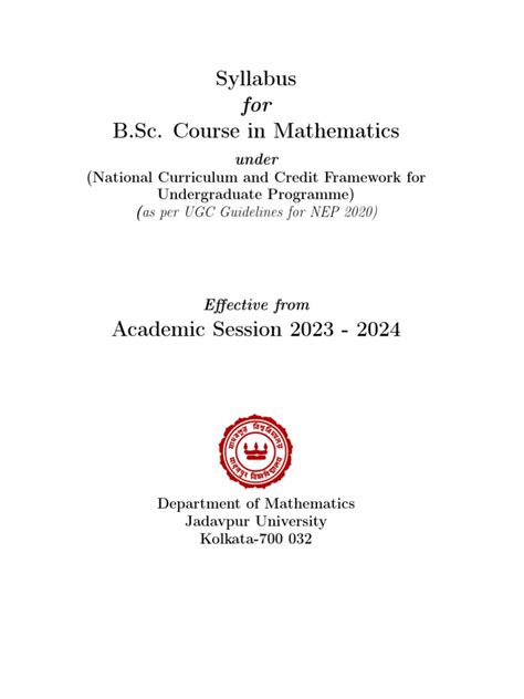 3nep Bsc 4 Years Final Syllabus Mathematics Pdf Group Mathematics Mathematical Analysis