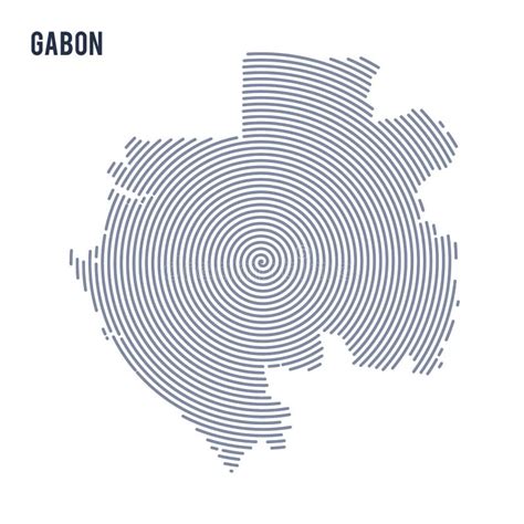 vector abstract hatched map of gabon with spiral lines isolated on a