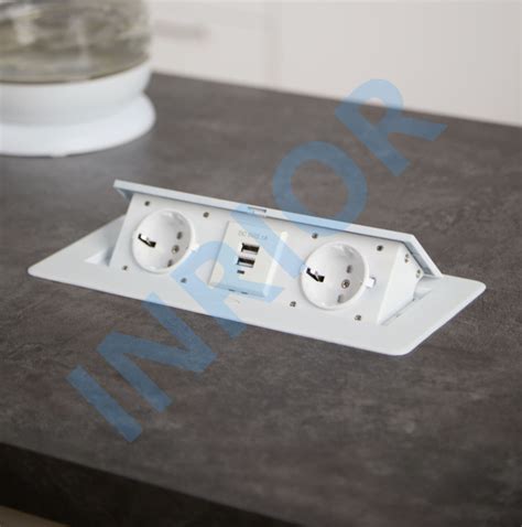 Встраиваемая выдвижная розетка для столешницы на 2 ЕВРО и Usb электрический удлинитель для