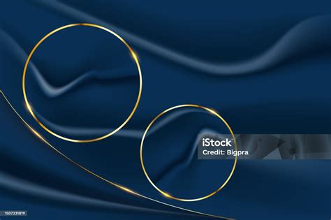 추상적인 디자인 직물에 울창한 금색 원형 선이 구겨진 진한 파란색 배경 벡터 그림 0명에 대한 스톡 벡터 아트 및 기타 이미지 0명 가리기 곡선 Istock