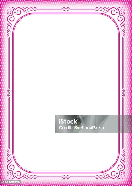 격자 패턴으로 마젠타 배경에 장식 프레임 워크입니다 증명서 졸업장 카드 라벨에 대 한 템플릿 A4 페이지 비율입니다 0명에 대한 스톡 벡터 아트 및 기타 이미지 Istock