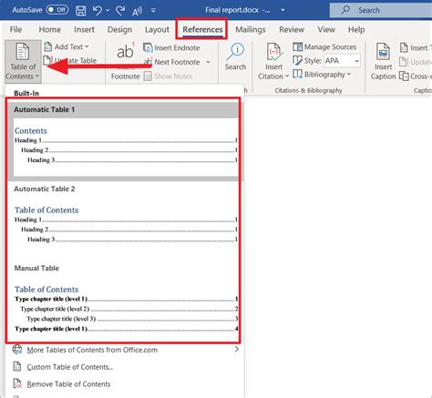 How To Create A Table Of Contents In Microsoft Word