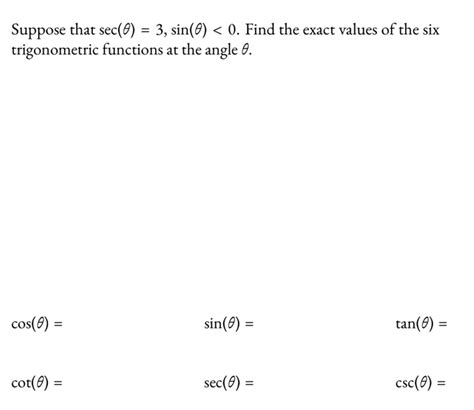 Solved Suppose that sec θ sin θ