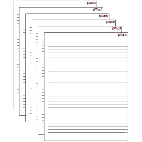 Trend Music Staff Paper Wipe Off Chart 17 X 22 Pack Of 6
