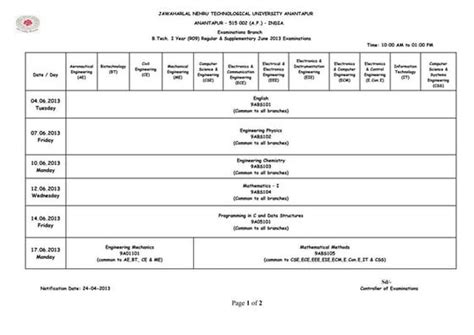 Class Time Table Pdf