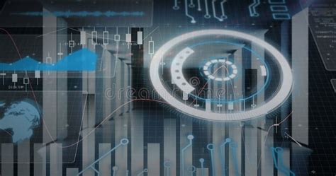 Image Of Scope Scanning And Data Processing Over Tech Room With